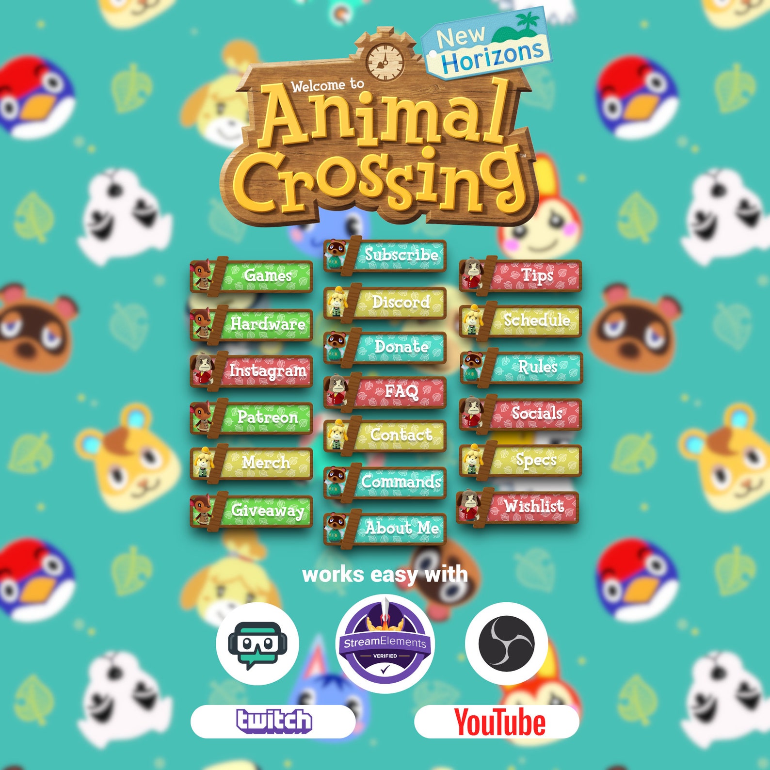 Animated Animal Crossing Overlay Streaming Pack Decoration I Starting ...