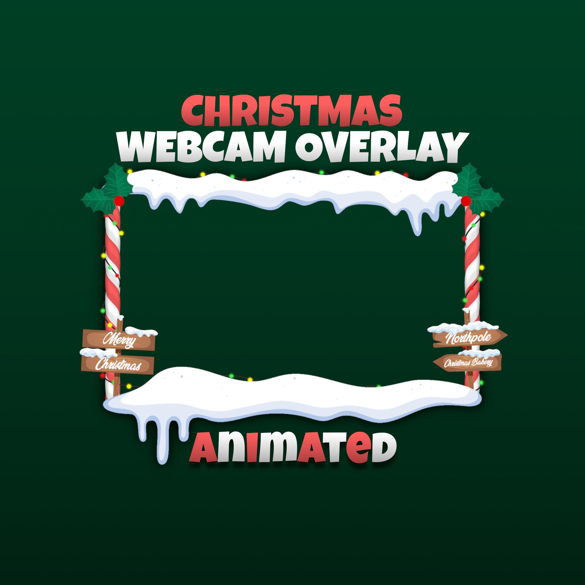 Animated Christmas Webcam Facecam Overlay I Twitch Streaming Gaming Xmas Snow Santa Northpole