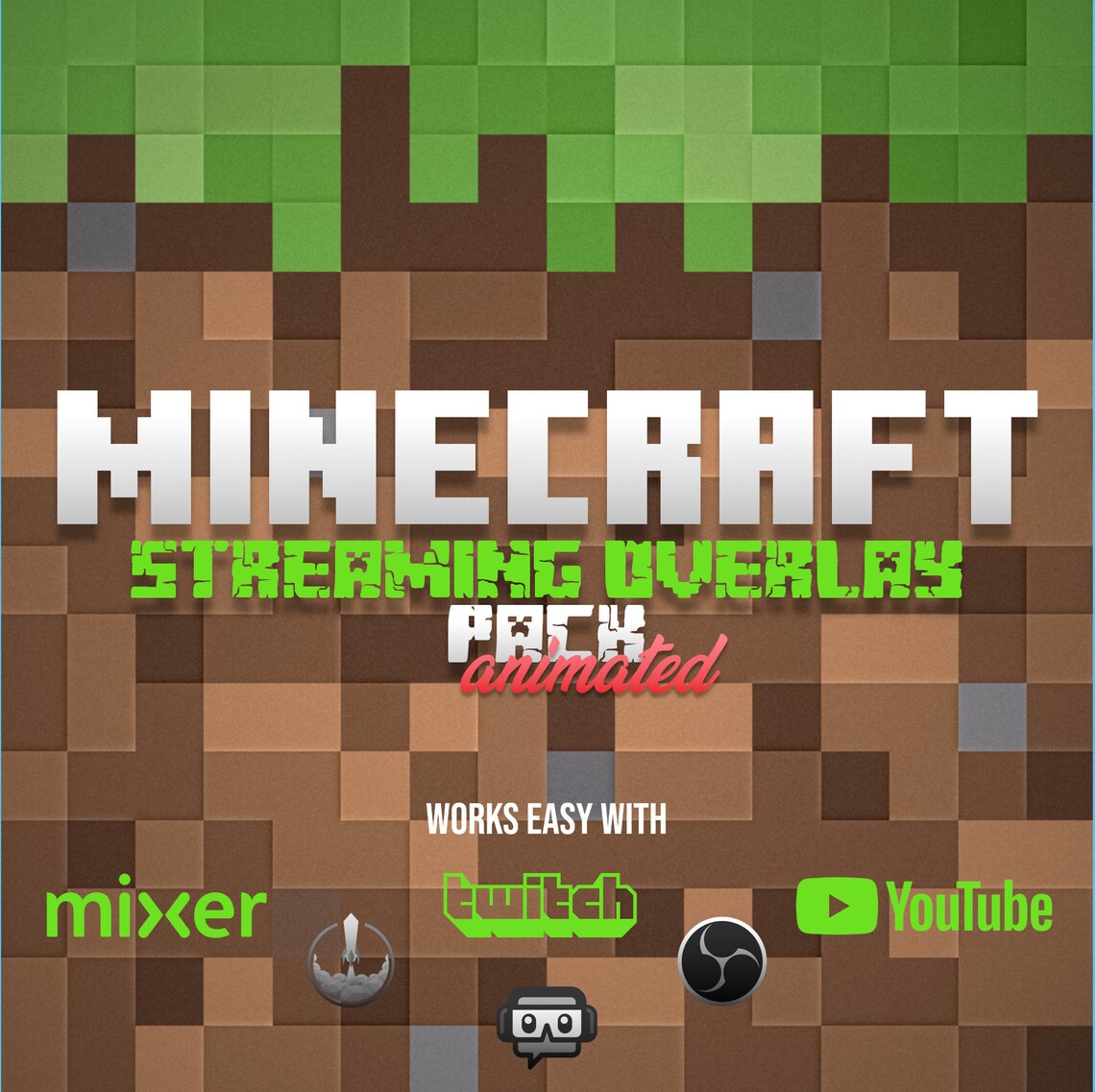 Animated Minecraft Streaming Overlay Pack I Twitch Gaming - Etsy