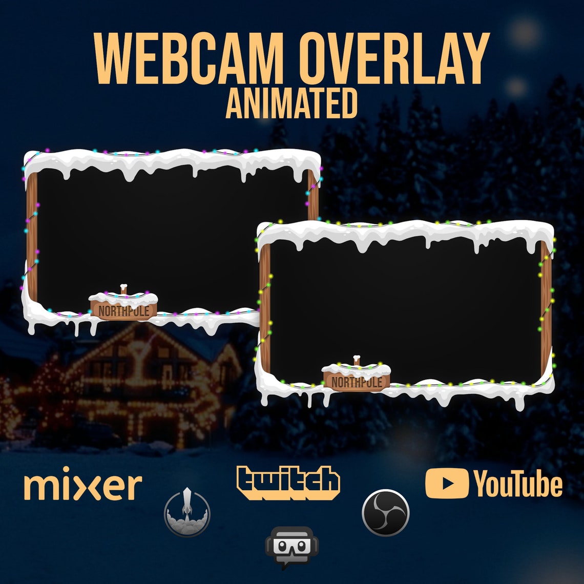 Animated Webcam Facecam Overlay Northpole Snow Christmas Xmas Santa ...