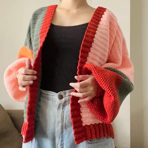 Crochet Colorblock Cardigan Written Crochet Pattern - Beginner-friendly ...