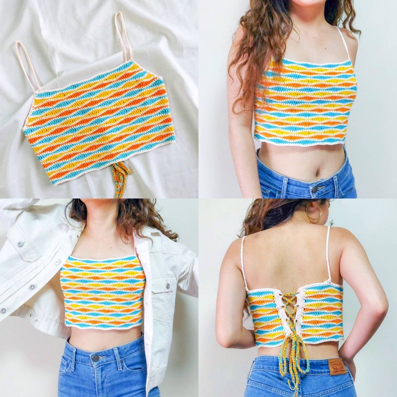 Lily Wavy Retro Corset Style Crochet Top Written Pattern - Etsy