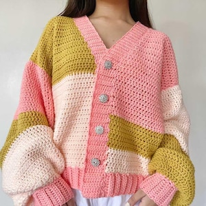 Crochet Colorblock Cardigan Written Crochet Pattern - Beginner-friendly ...