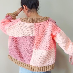 Crochet Colorblock Cardigan Written Crochet Pattern - Beginner-friendly ...
