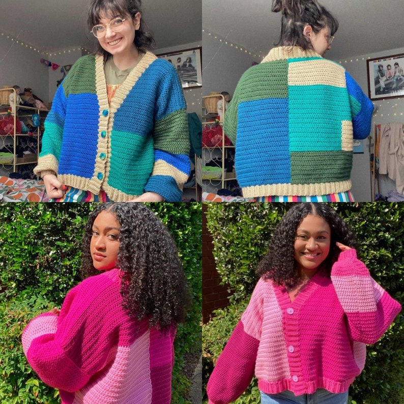 Crochet Colorblock Cardigan Written Pattern - Etsy