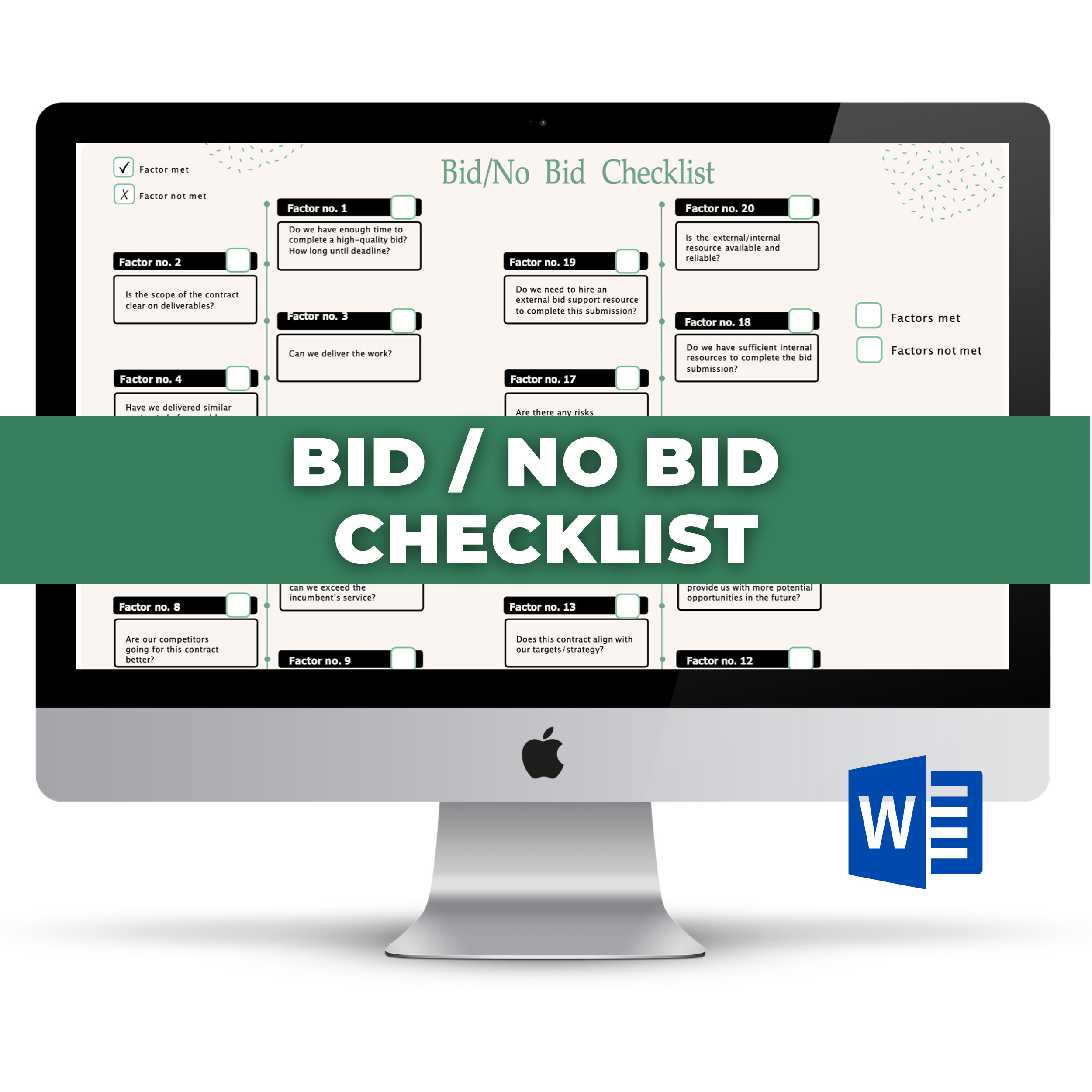 Bid or No Bid Checklist for Bid Tender Submissions | Document Worksheet ...