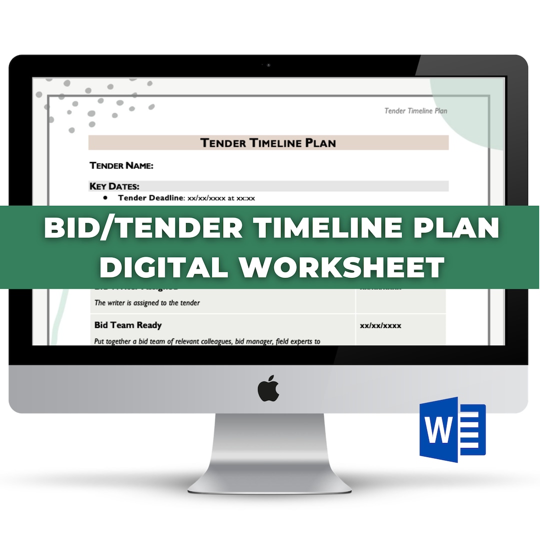 Tender Timeline Plan for Bid Tender Submissions | Document Worksheet ...