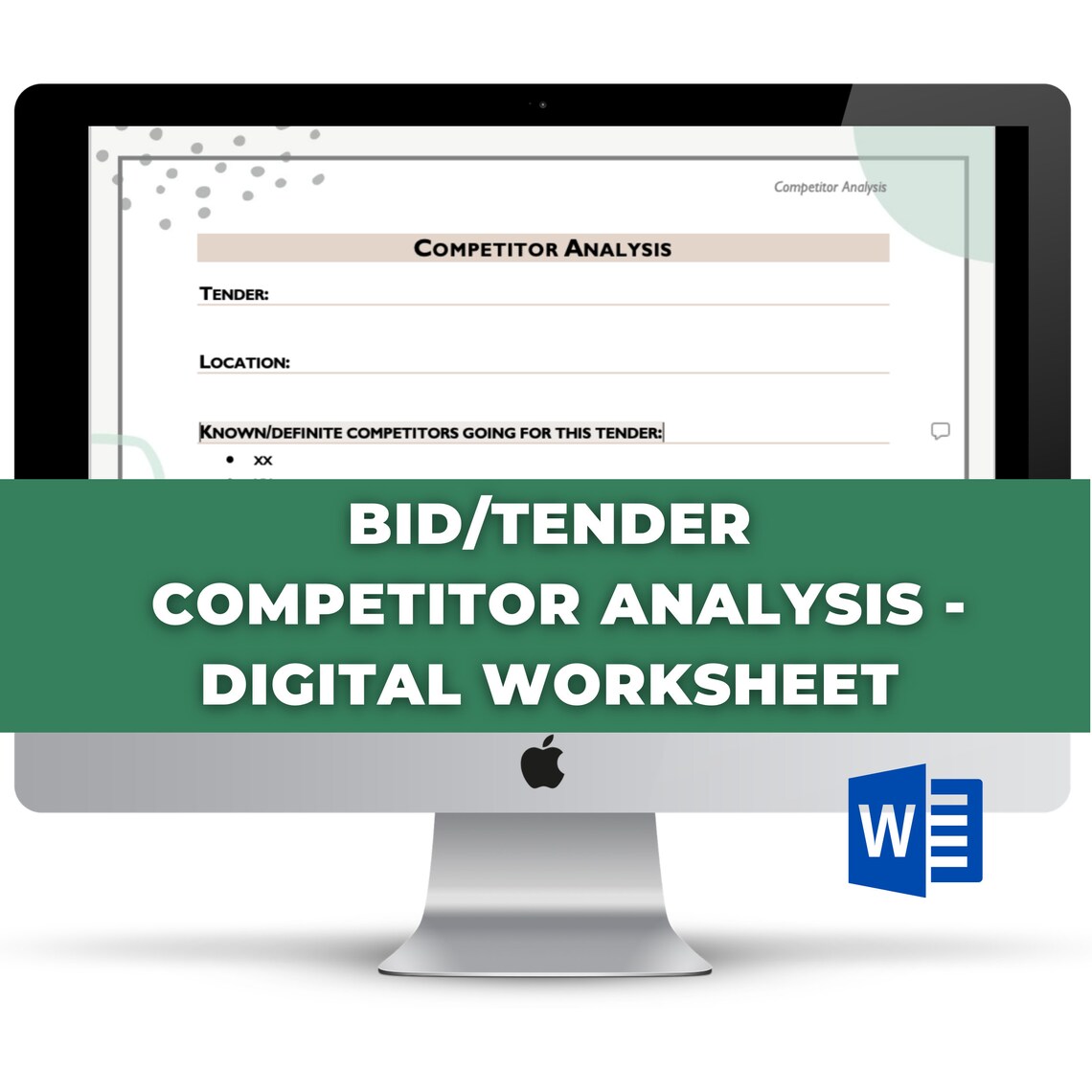 Competitor Analysis for Bid Tender Submissions | Document Worksheet ...