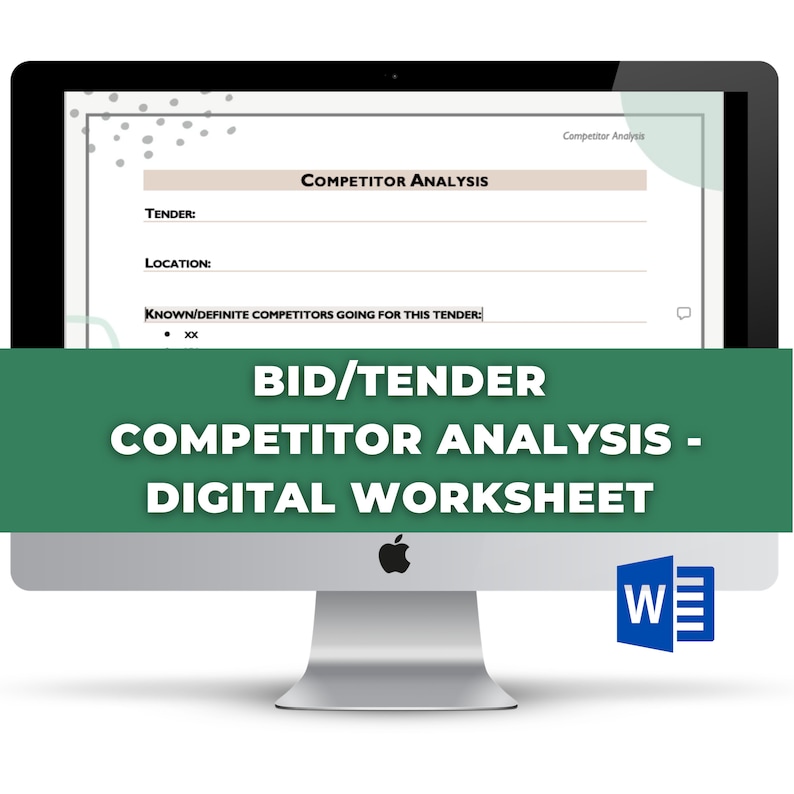 Competitor Analysis for Bid Tender Submissions | Document Worksheet ...