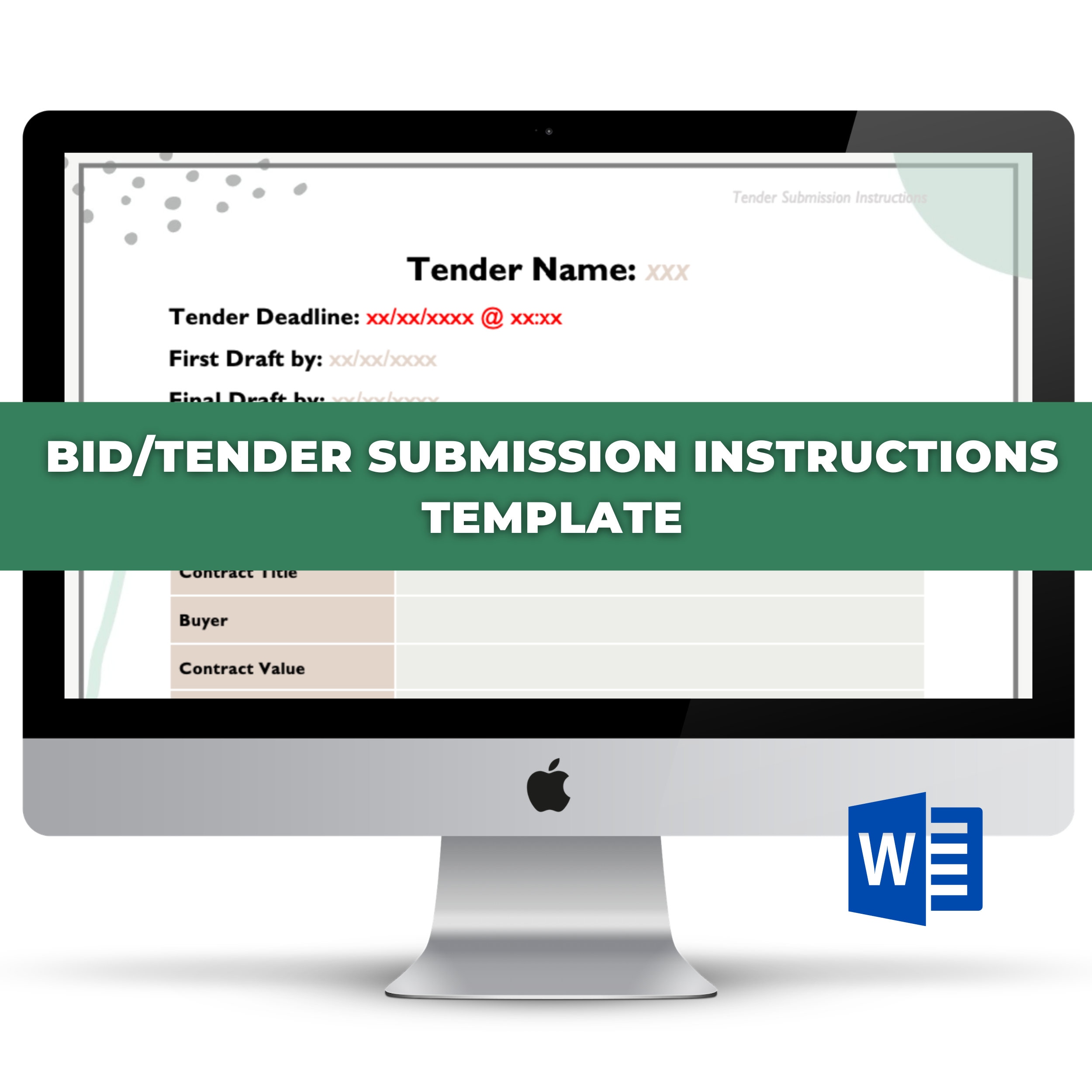 Bid Tender Submission Instructions Business Proposal Template Digital ...