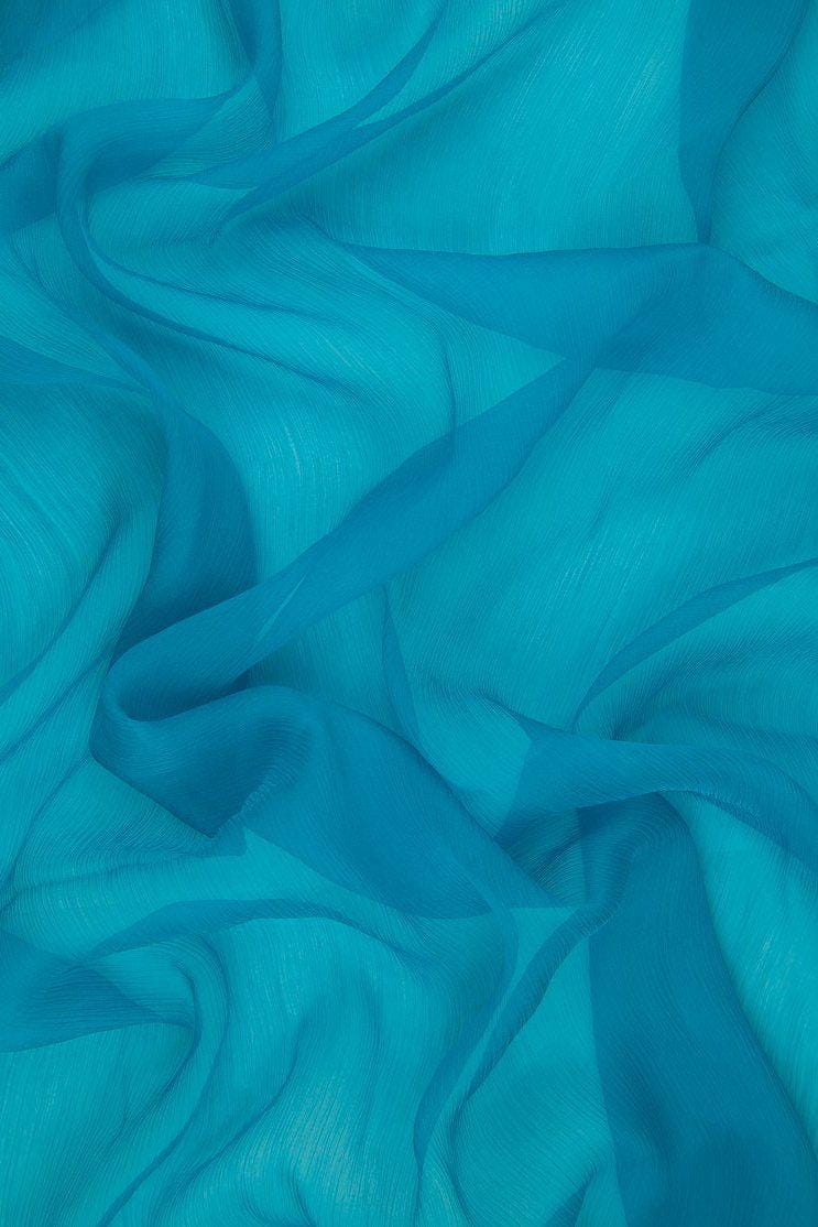 Turquoise Silk Crinkled Chiffon Fabric - Etsy