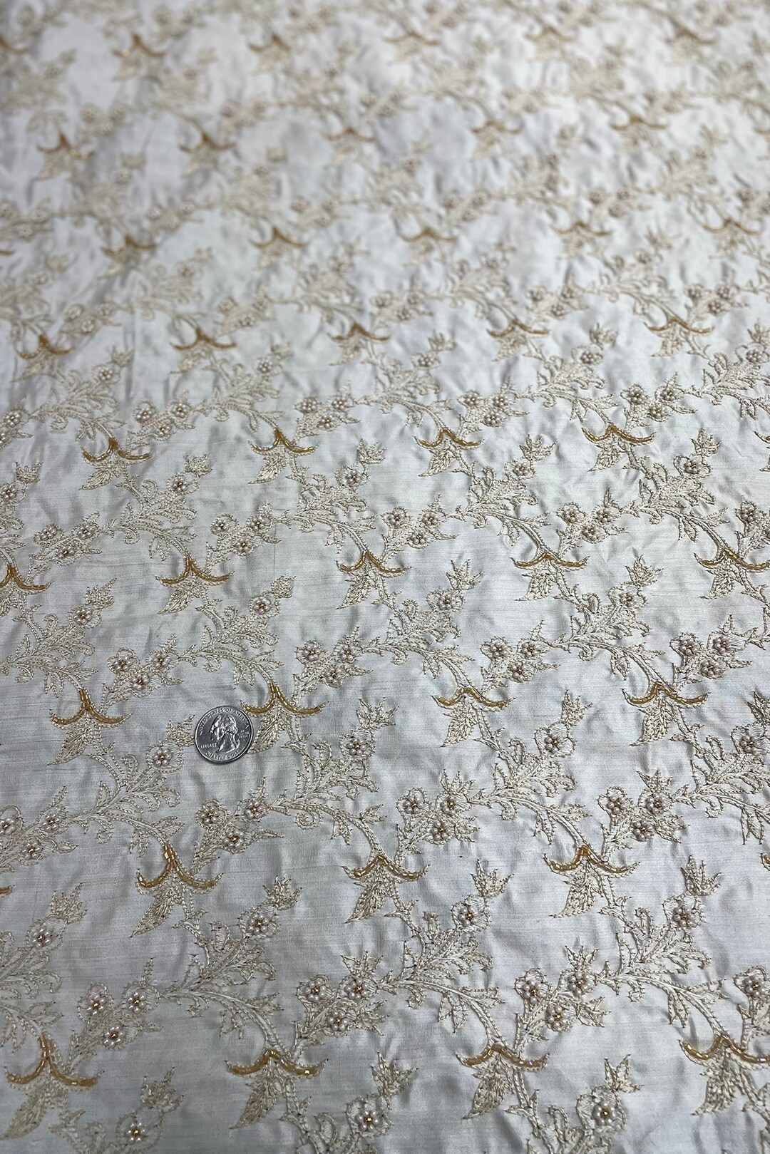 Ivory Light Gold Beading on Ivory - Etsy