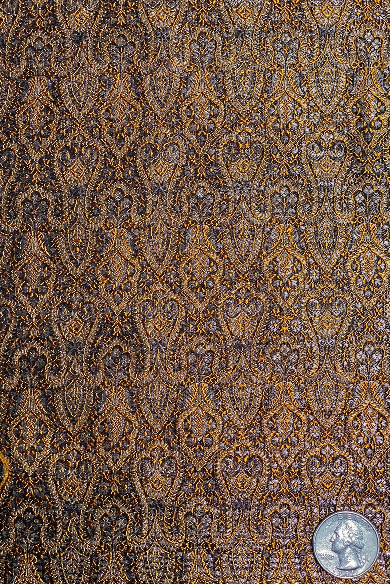 Black Gold Silk Brocade JV-1591 Fabric - Etsy