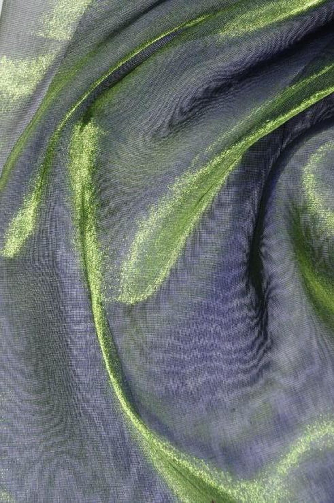 Hunter Green Navy Metallic Organza Fabric - Etsy