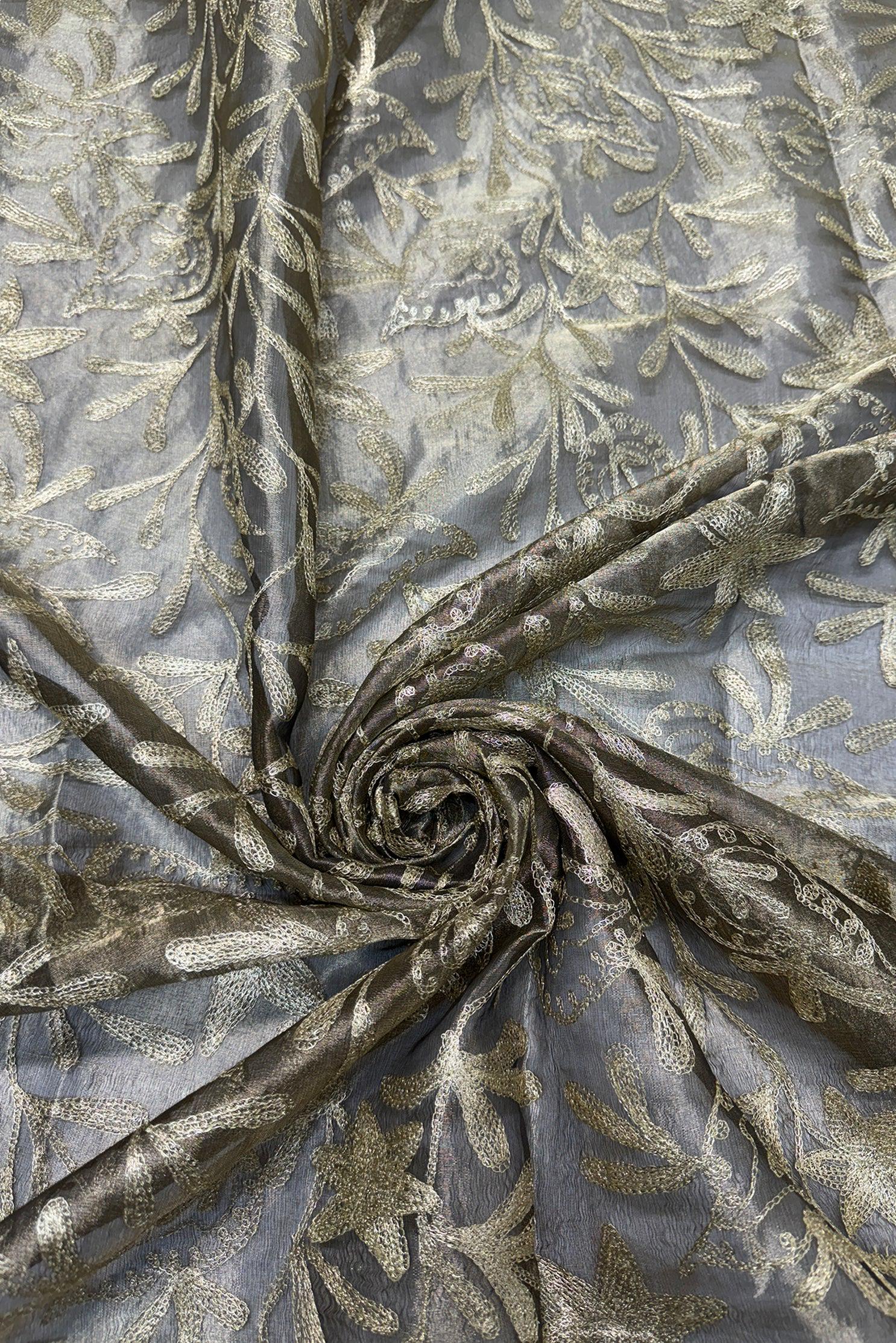 Black Organza With Gold Floral Tissue Metallic Embroidery - Etsy