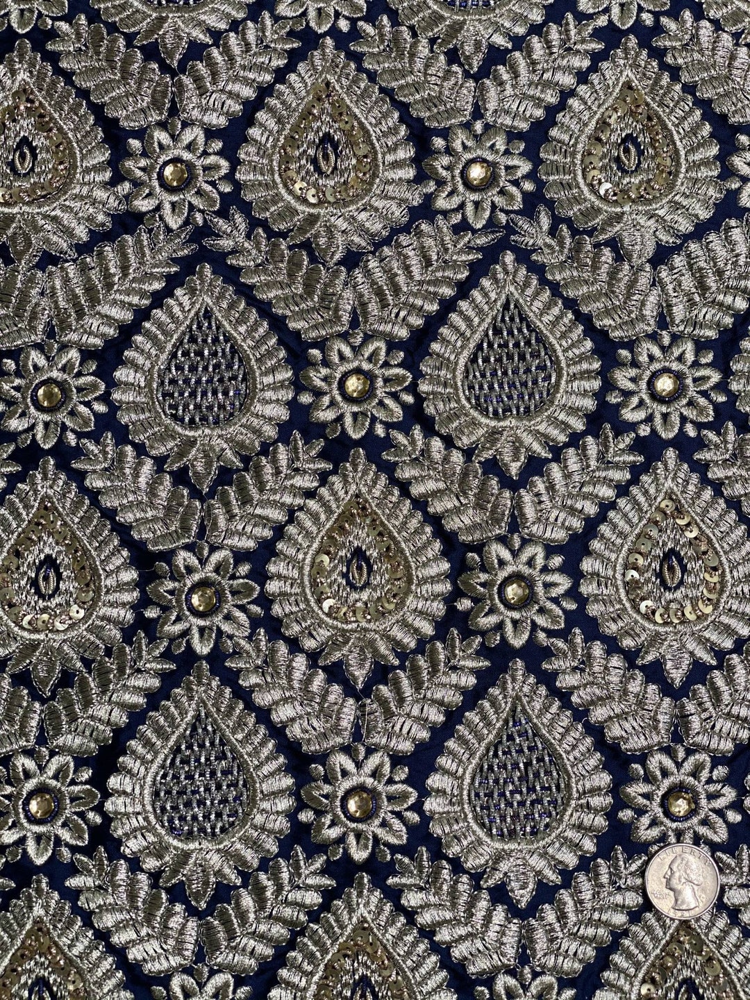 Blue Silver JEAD-039 Viscose Embroidery - Etsy