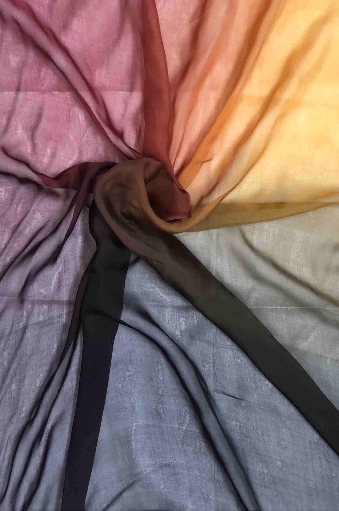 Rum Raisin, Henna, Marigold, Forest Night Ombre Silk Chiffon 4D-1030 ...