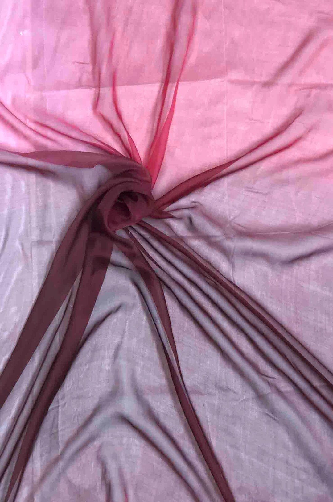 Tomato, Barn Red, Geranium, Soft Pink Ombre Silk Chiffon 4D-1038 Fabric ...