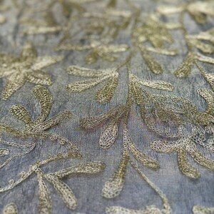 Black Organza With Gold Floral Tissue Metallic Embroidery - Etsy