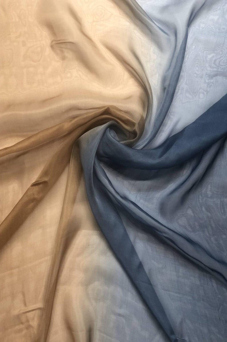 Sandstorm/ink Blue Ombre Silk Chiffon 2D-1018/10 Fabric - Etsy