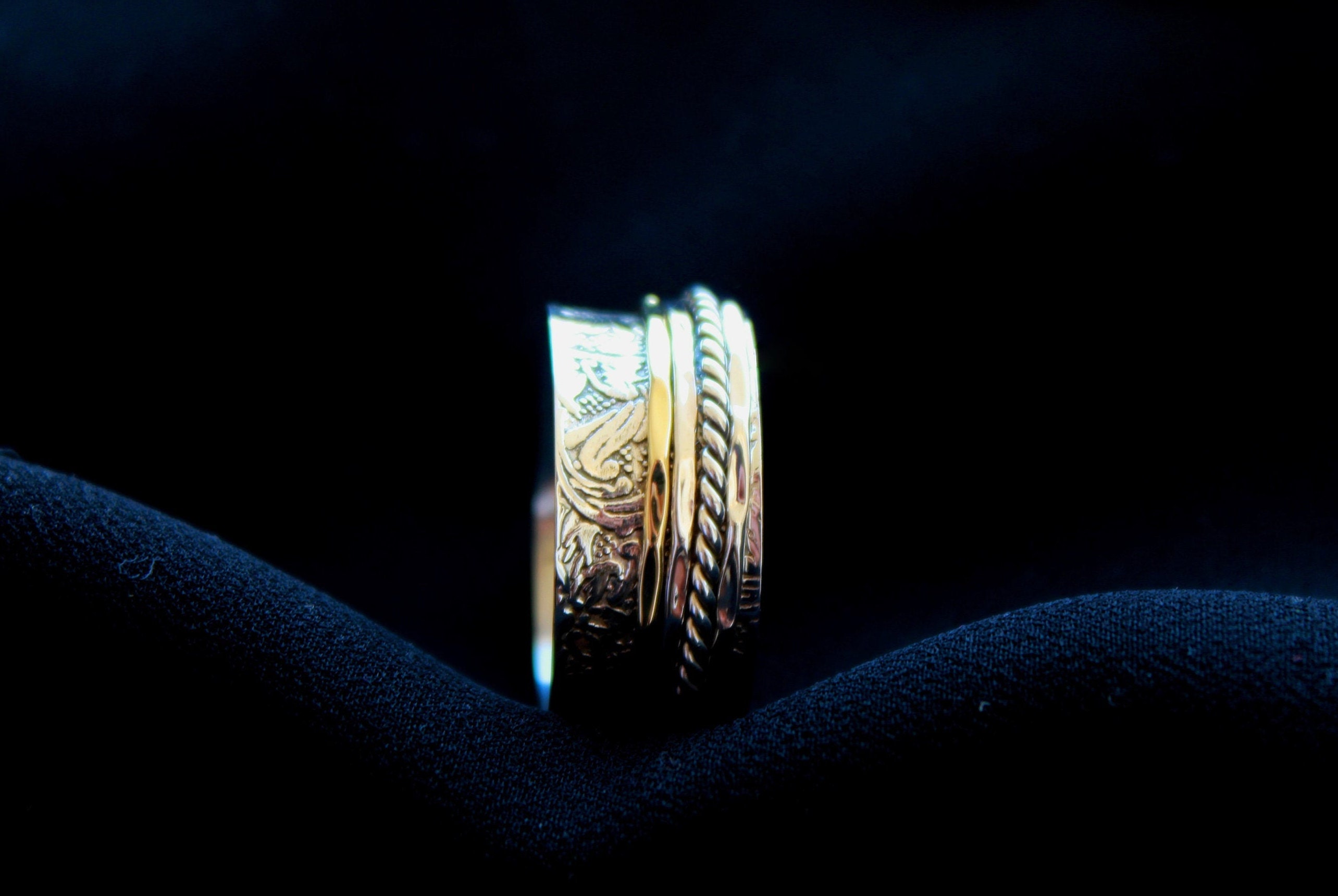 Wide Band Thumb Ring Silver Spinner Ring Silver Fidget | Etsy