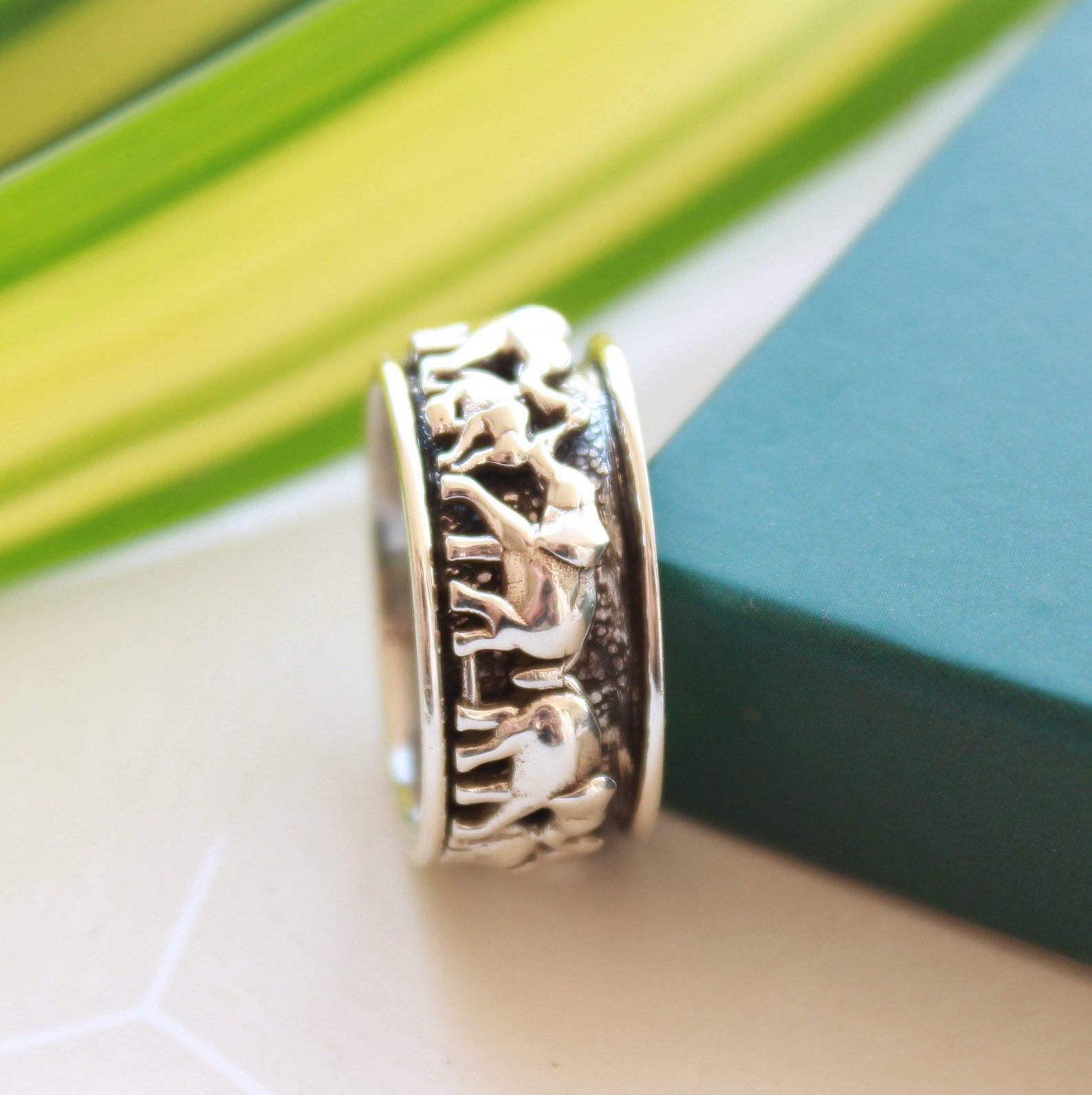 925 Sterling Silver Elephant Spinner Ring | Thumb Ring | Meditation ...