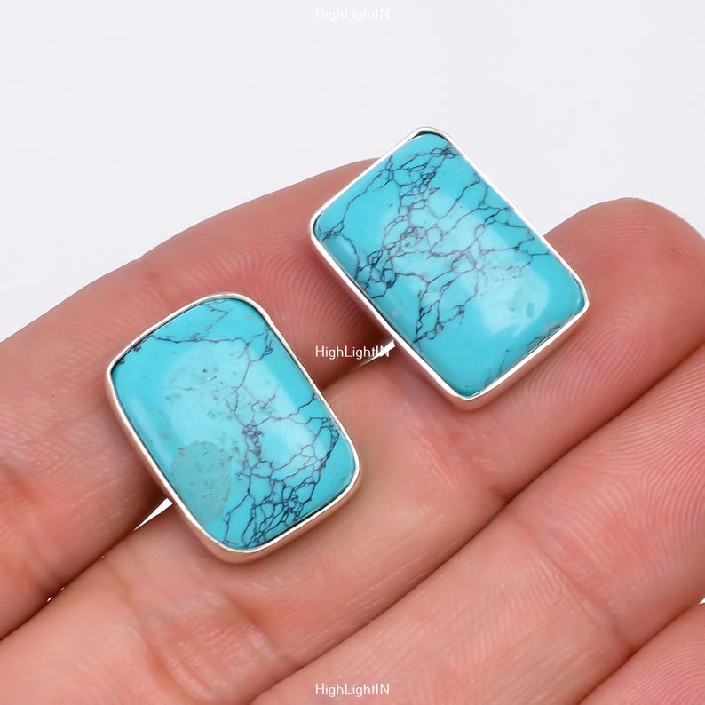 Turquoise Cufflinks | 925 Sterling Silver Cufflinks | Natural Gemstone ...