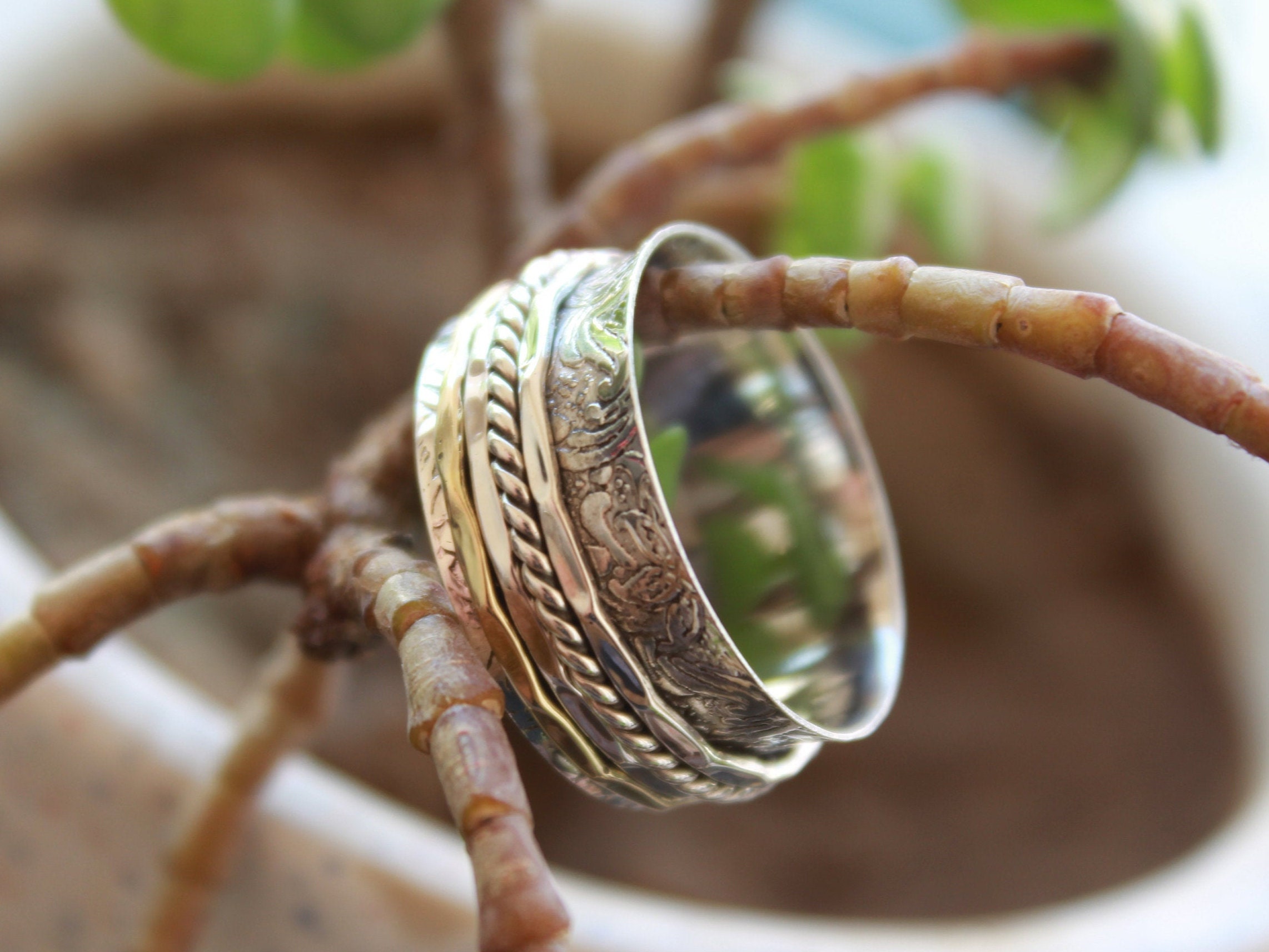 Wide Band Thumb Ring Silver Spinner Ring Silver Fidget | Etsy