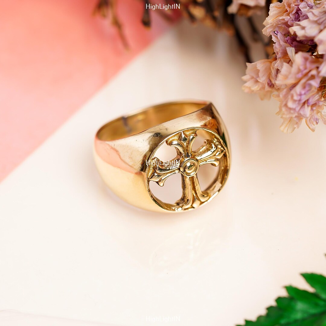 Brass Cross Ring | Vintage Cross Ring | Statement Ring | Jesus Ring ...