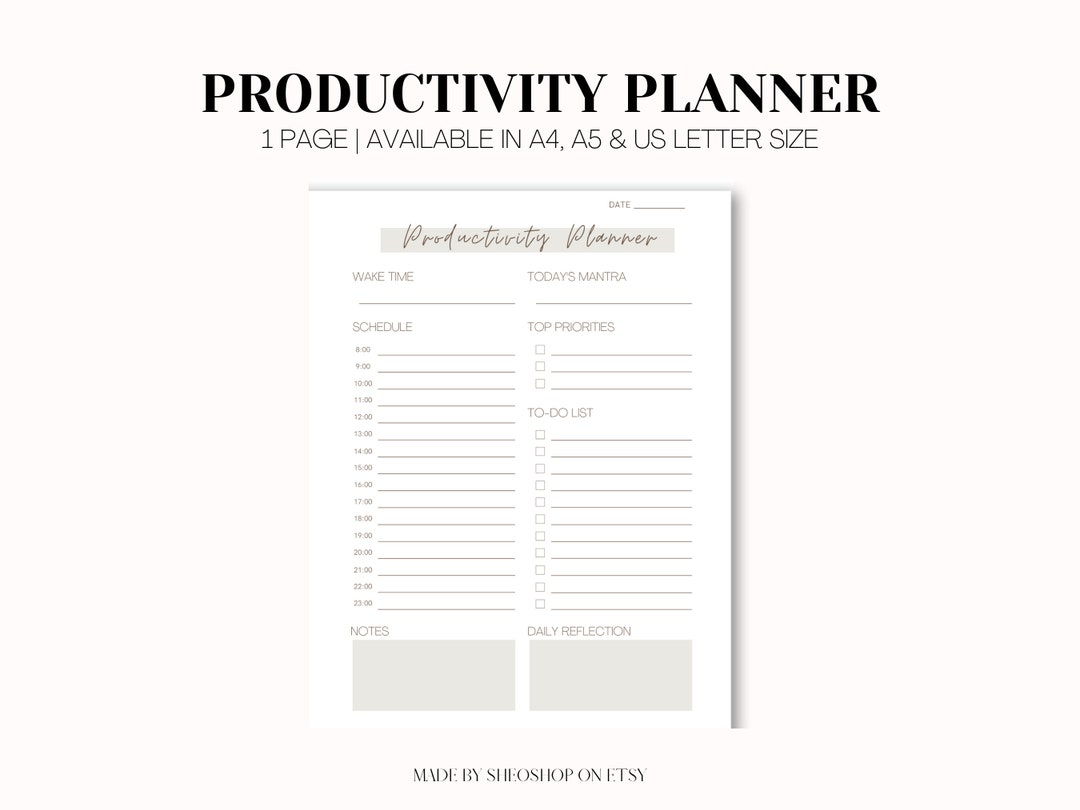 Productivity Planner, To-do List, Fillable Productivity PDF, A4/a5 ...