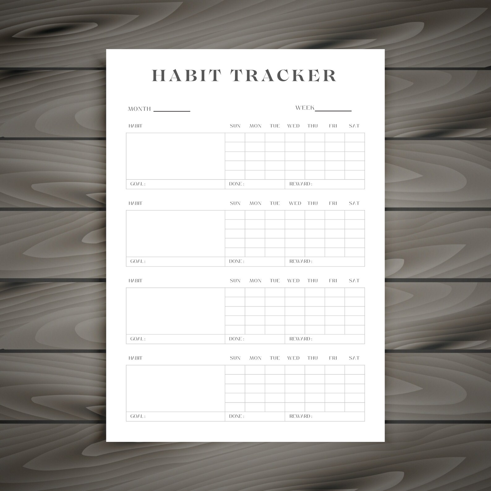 Habit Tracker Printable, Habit Checklist, Habit Tracker Chart, Daily ...