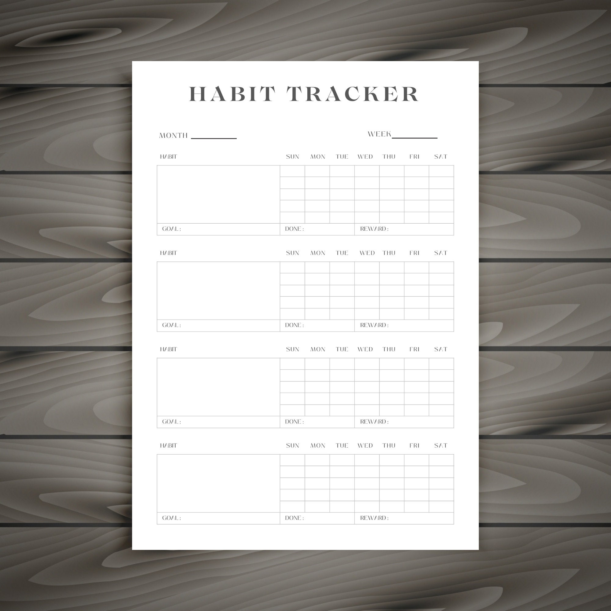 Habit Tracker Printable, Habit Checklist, Habit Tracker Chart, Daily ...