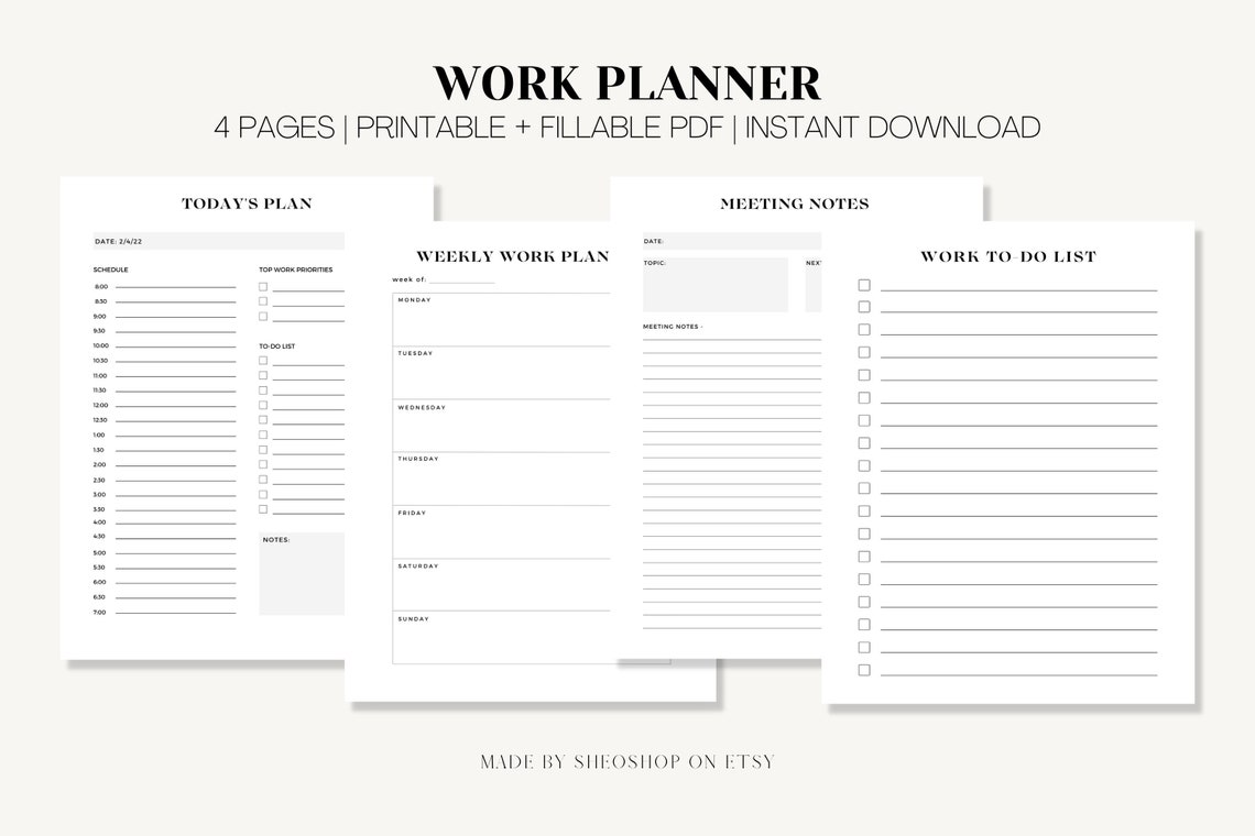 Work From Home Planner Daily Work Planner Work Day Schedule - Etsy