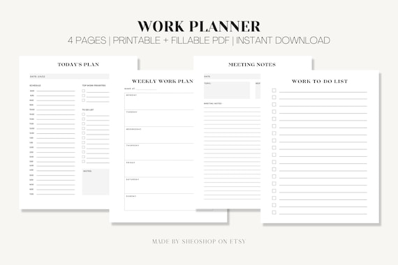 Work From Home Planner Daily Work Planner Work Day Schedule - Etsy