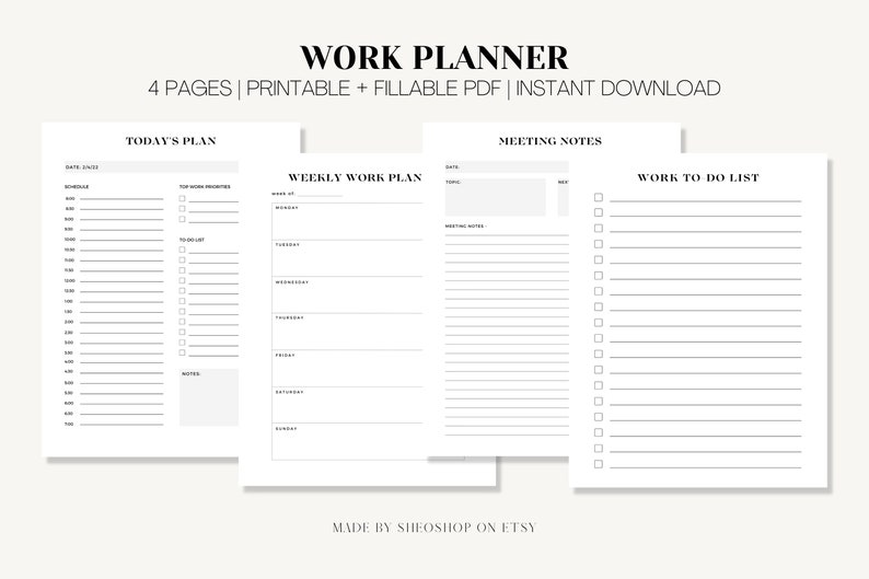 Work From Home Planner Daily Work Planner Work Day Schedule Business ...