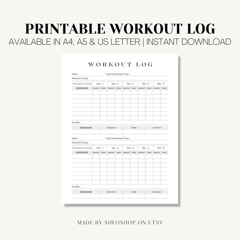 Workout Log - Etsy