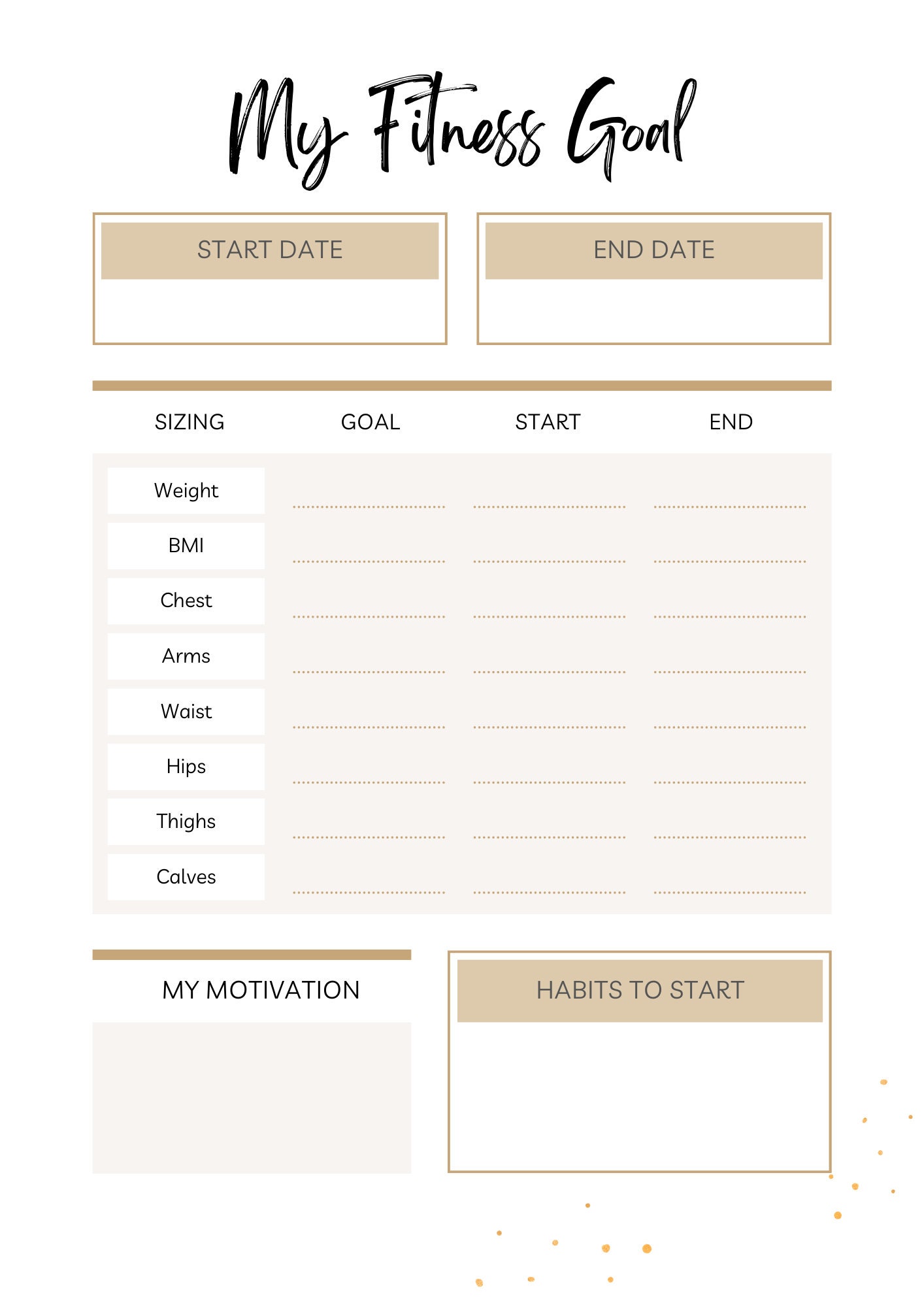 Printable Fitness Planner Fitness Goal Fitness Tracker Goal Tracker ...