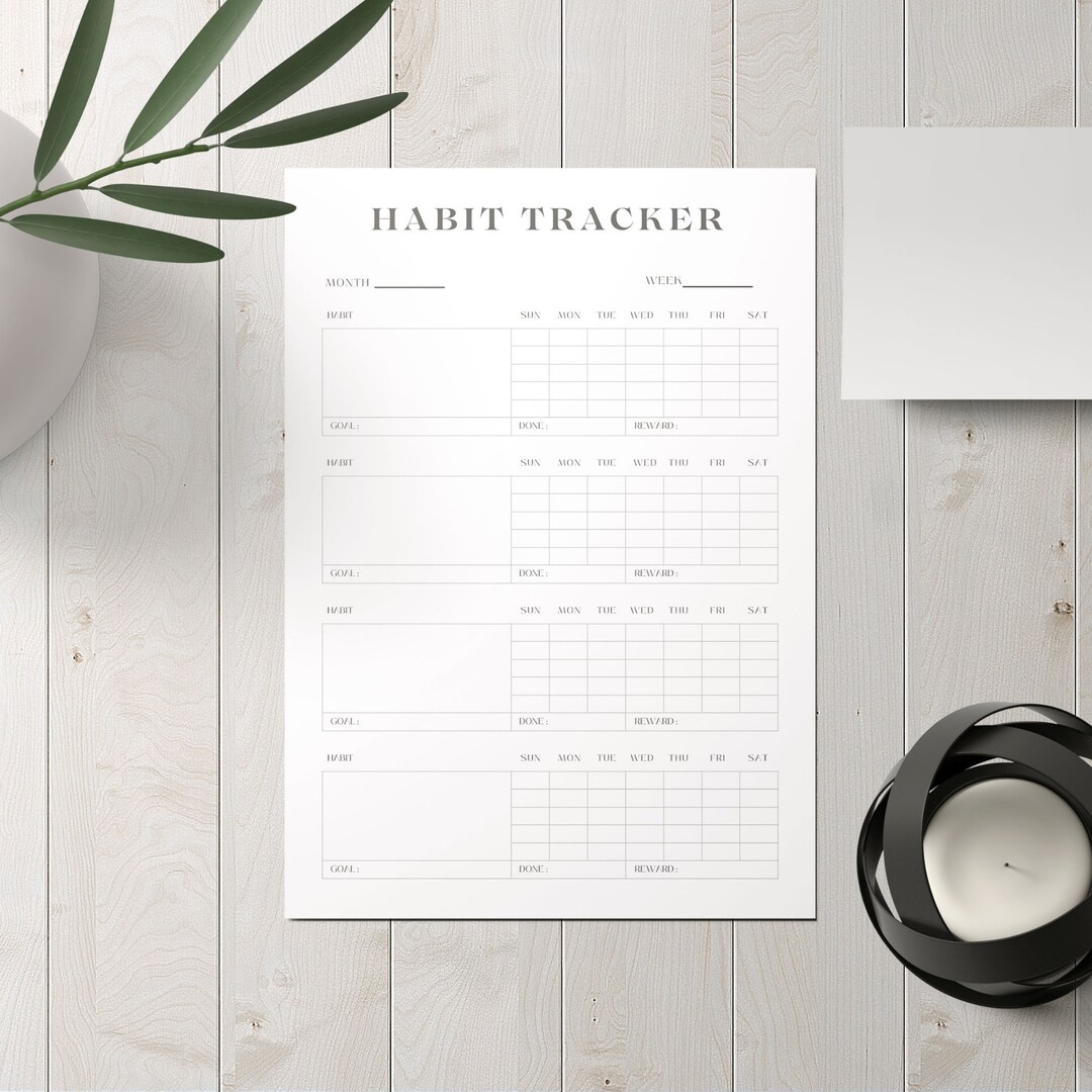 Habit Tracker Printable, Habit Checklist, Habit Tracker Chart, Daily ...