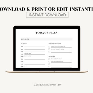 Work From Home Planner Daily Work Planner Work Day Schedule Business ...