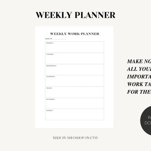 Work From Home Planner Daily Work Planner Work Day Schedule Business ...