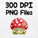 12 Cute Mushroom Clip Art PNG Instant Download 300 DPI Commercial Use ...