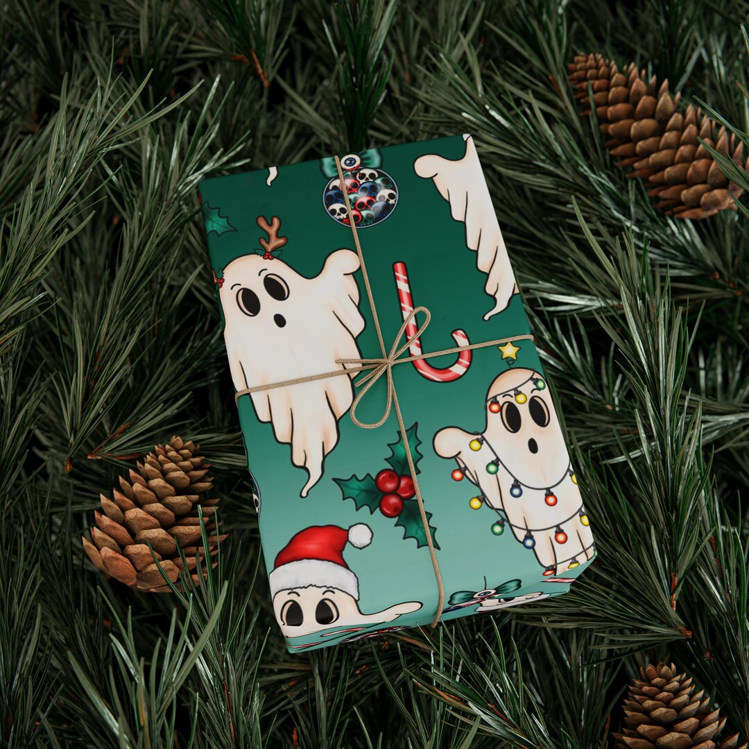 Christmas Ghost Wrapping Paper, Ghost Christmas Paper, Ghost Paper for ...