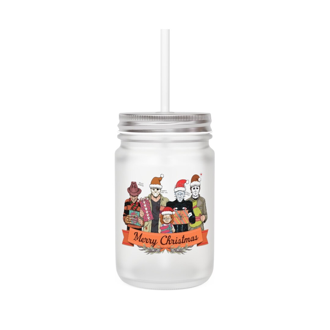 Christmas Horror Mason Jar, Horror Mason Jar Cup, Horror Christmas Gift ...
