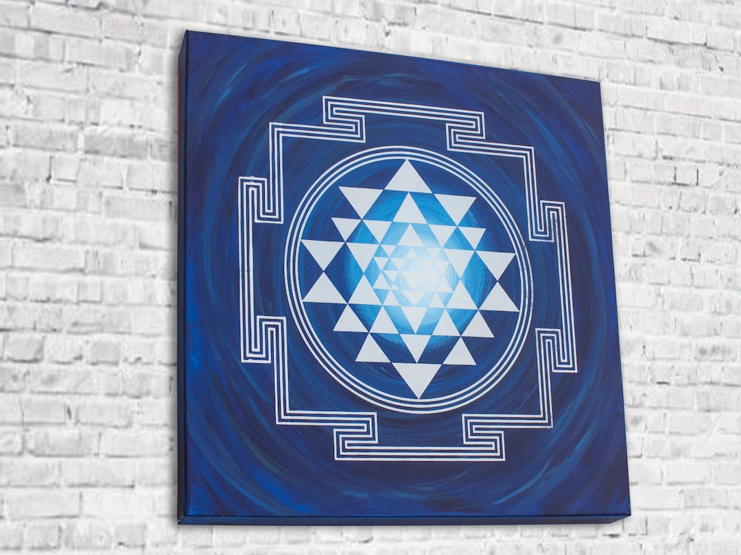 Sri Yantra Original Painting, Mandala Painting, Yoga Wall Decor, Sacred ...