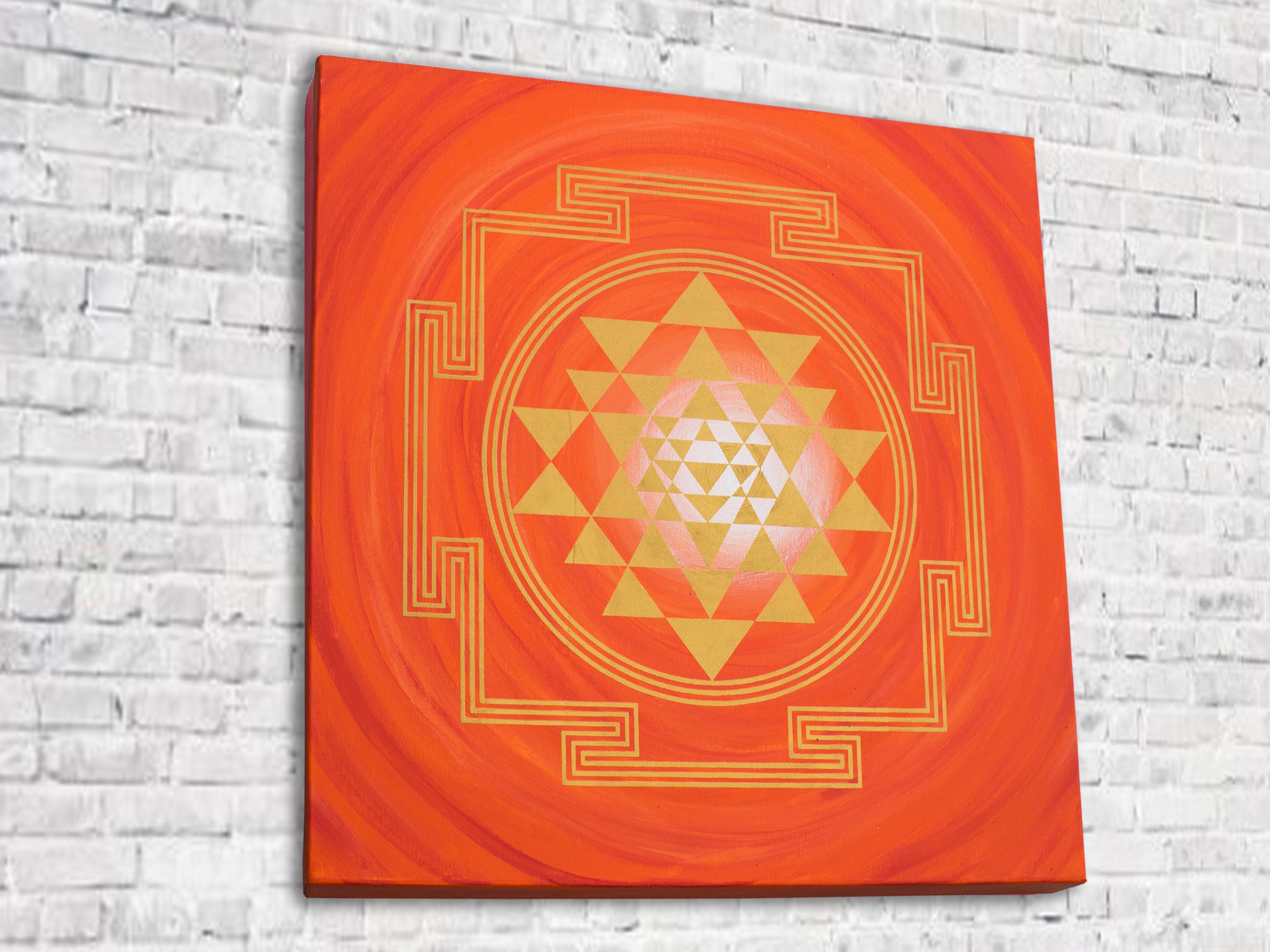 Sri Yantra Wall Art • Handmade Mandala Painting • Sacred Geometry ...