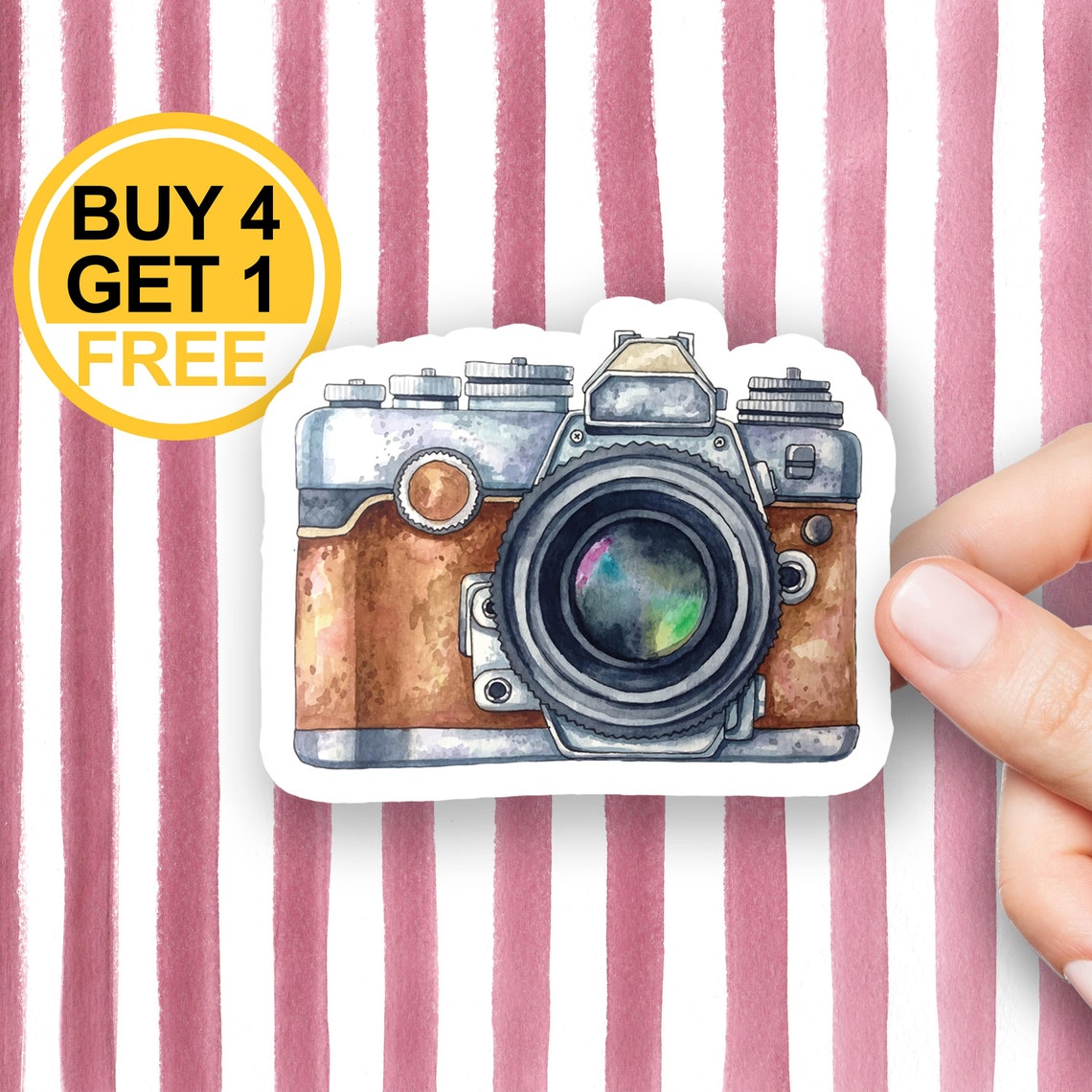 Camera Sticker Retro Sticker Watercolor Trendy Stickers Laptop | Etsy