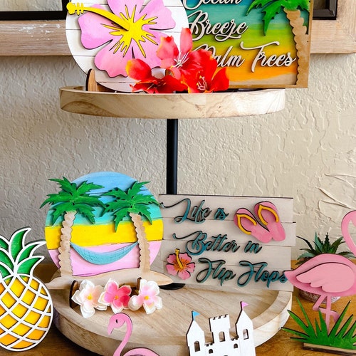 Flamingo Tiered Tray Set Flamingo Decor Beach Tiered Tray - Etsy