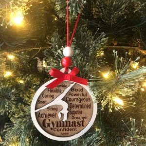 Gymnastics Ornament - Wooden Hanging Christmas Tree Ornament ...