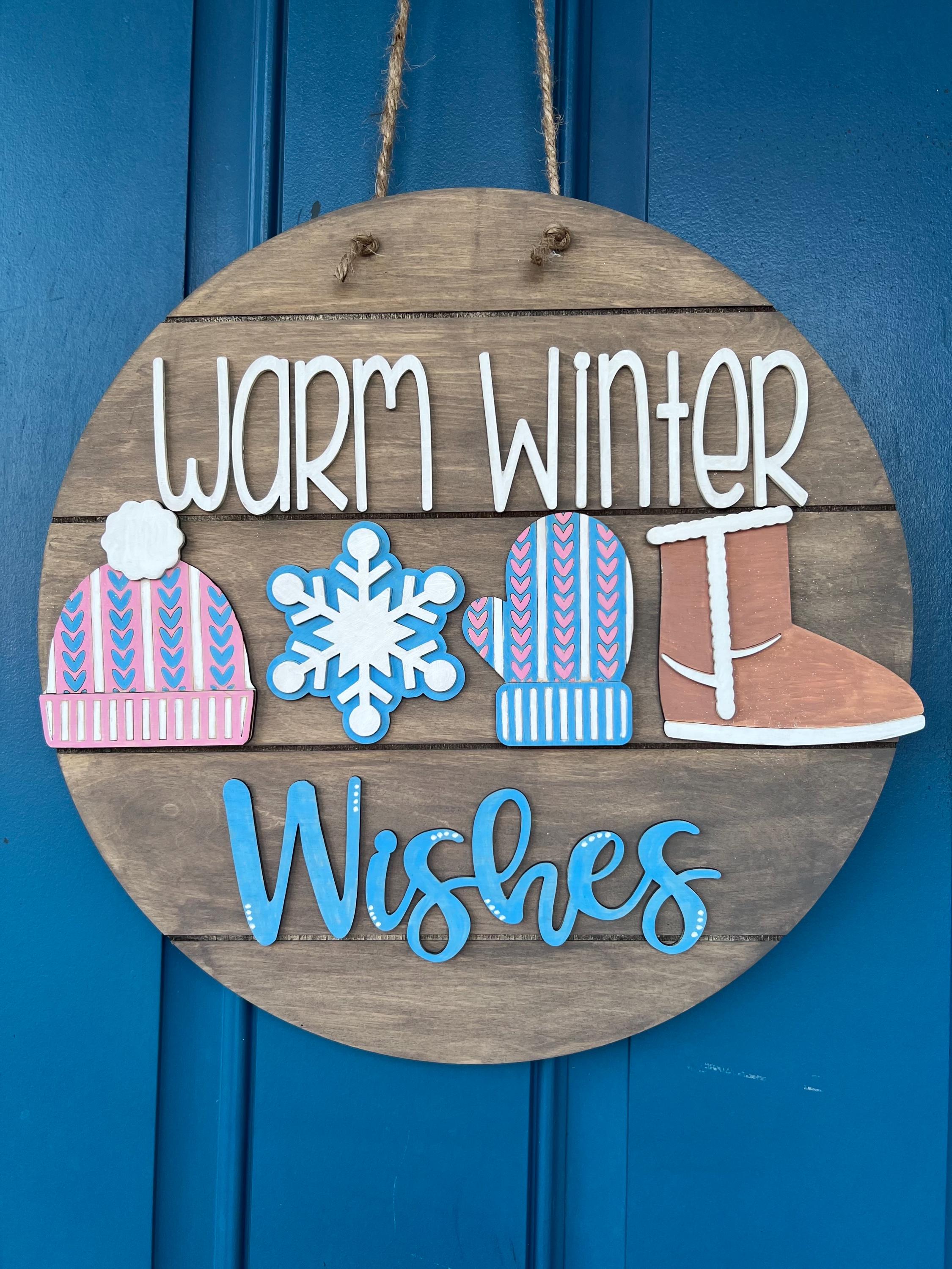 Warm Winter Wishes - Christmas Door Hanger - Door Hanger - Wall Decor ...