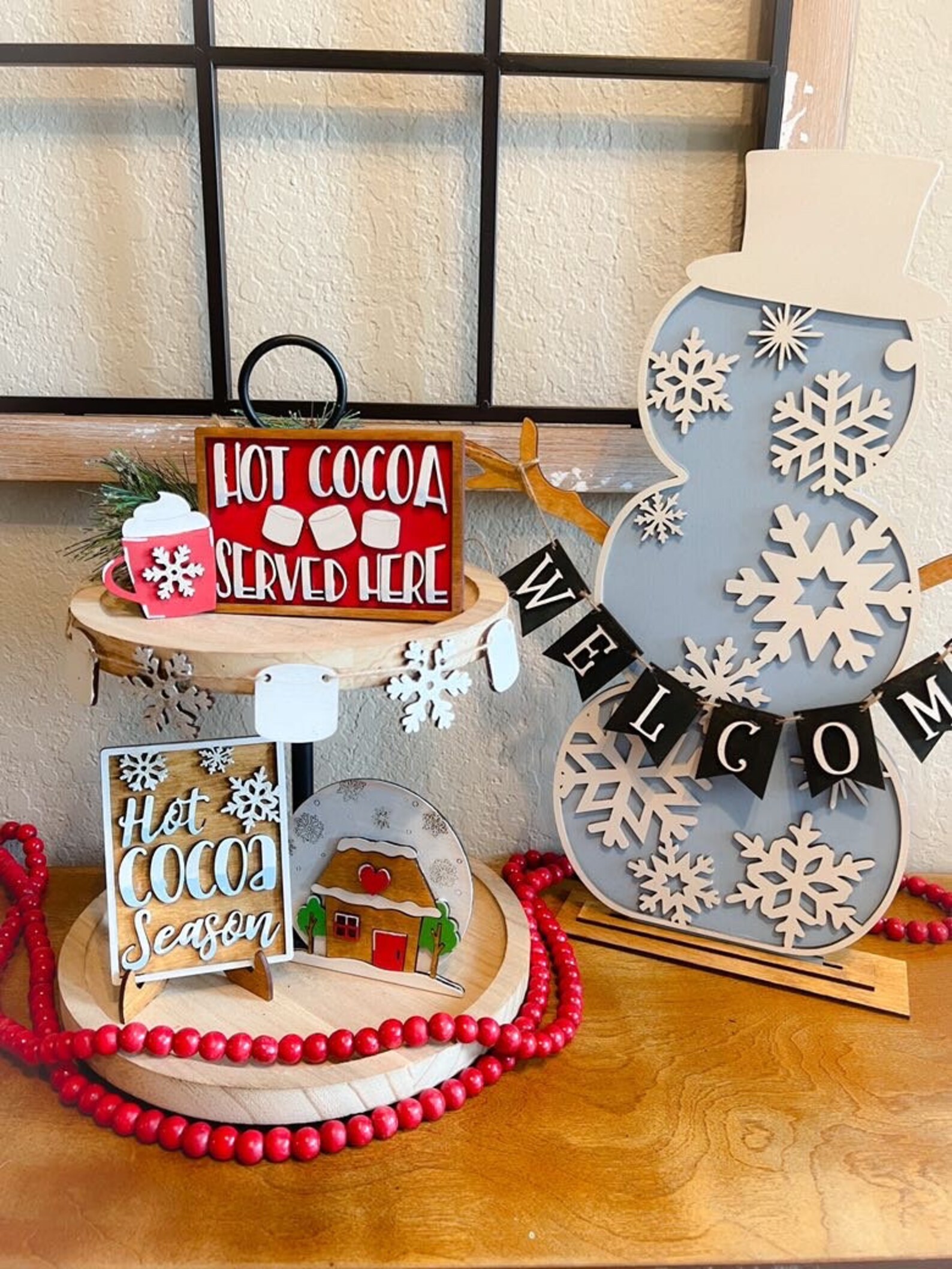 Hot Cocoa Tier Tray Winter Tiered Tray Hot Cocoa Signs - Etsy